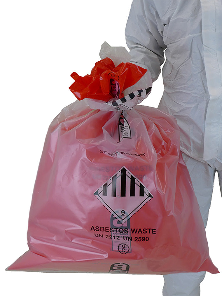 Polythene Asbestos Sacks - 140 Litre - Red & Clear — Sackmaker