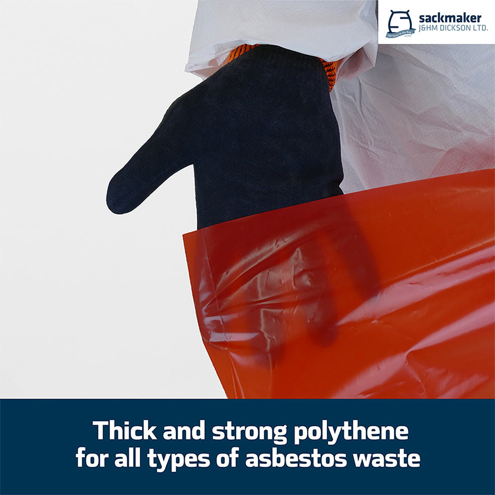 Polythene Asbestos Sacks - 60 Litre - Red & Clear — Sackmaker